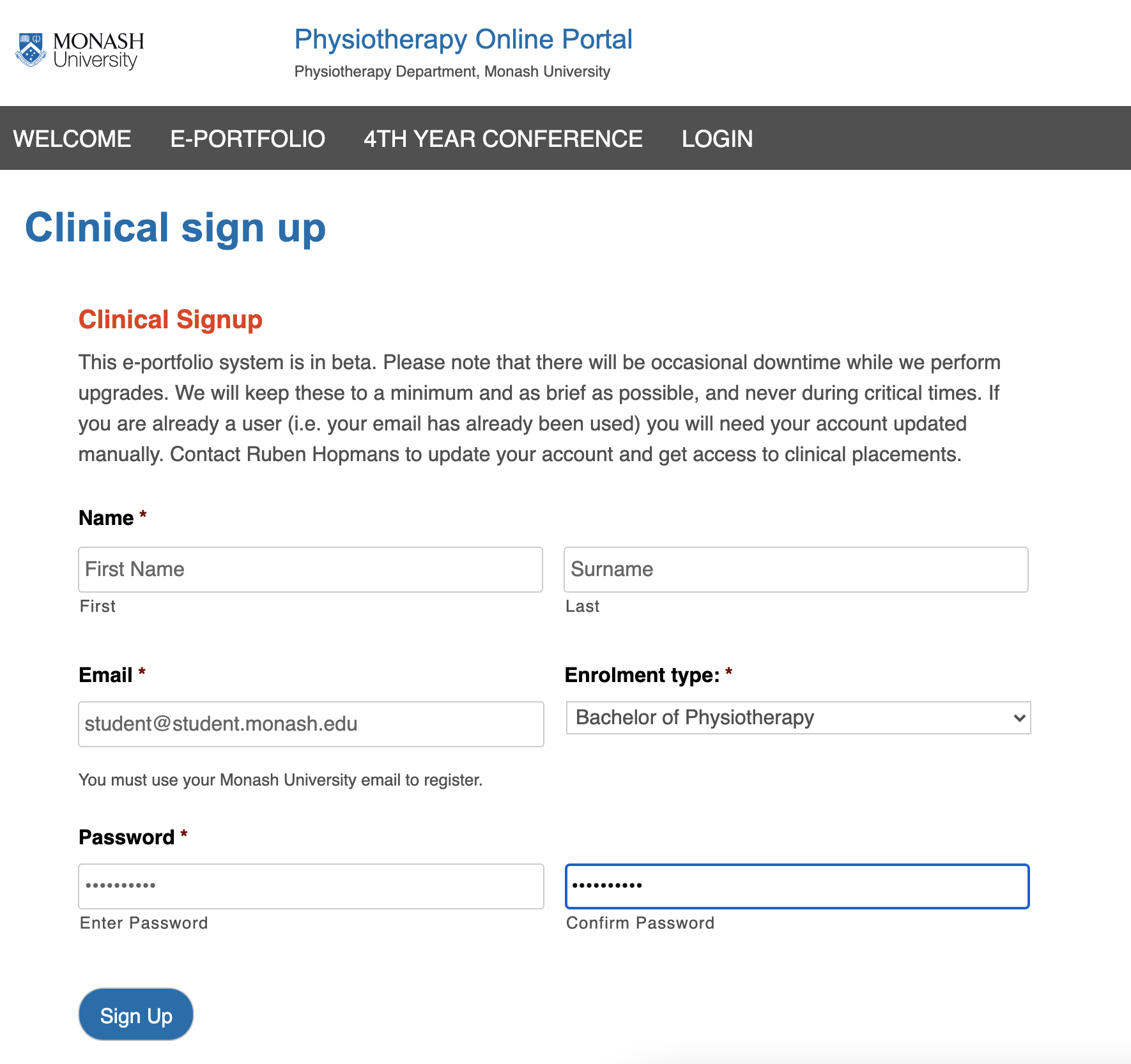 Help – Physiotherapy Online Portal